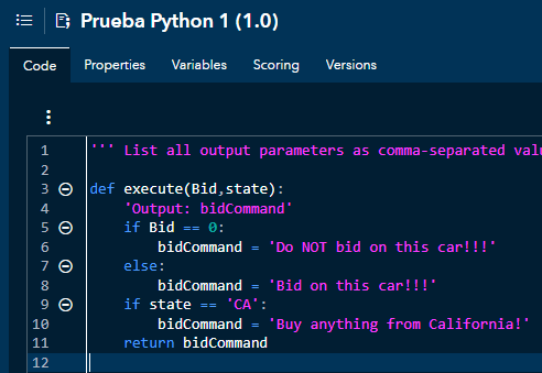 Running a scoring test for a Python model registered through register ...