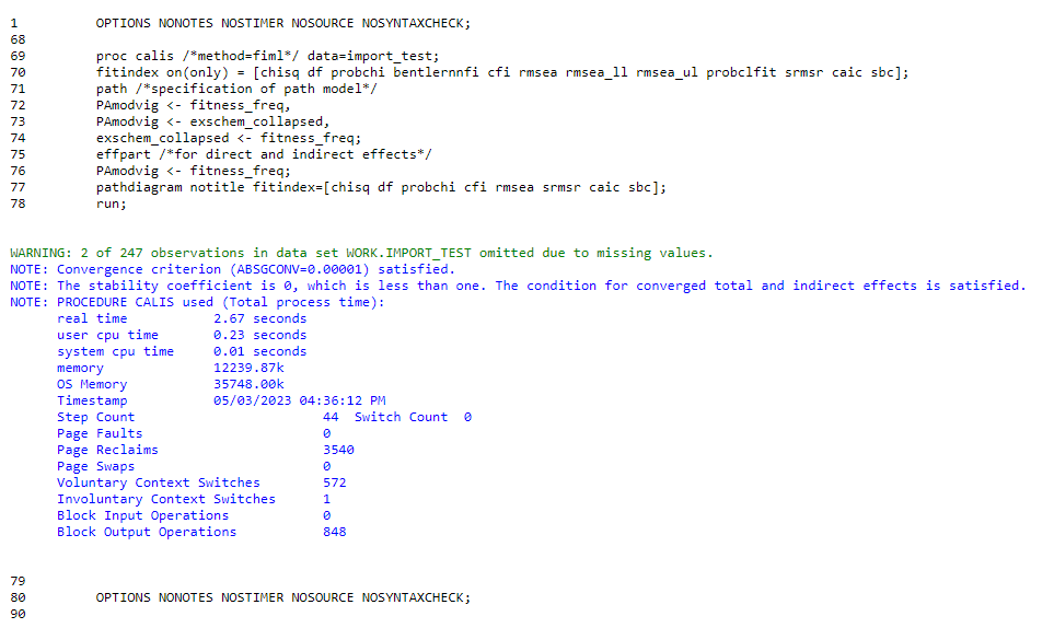 Solved: Fit index issues when running PROC CALIS for path analysis - Chi Squar... - SAS Support ...