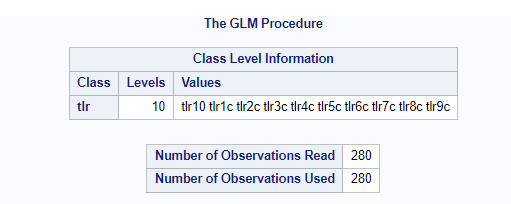 proc glm tukeys test output format - SAS Support Communities