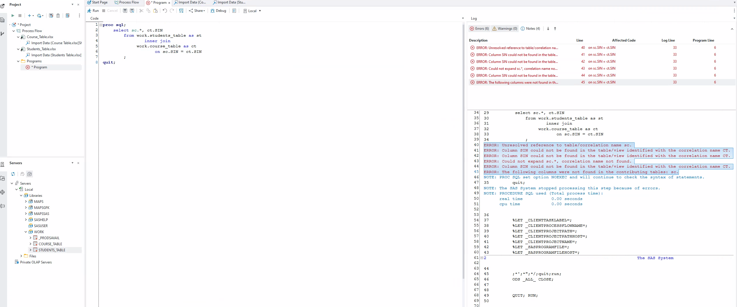 I'm trying to inner join two tables imported from excel both tables ha... - SAS Support Communities