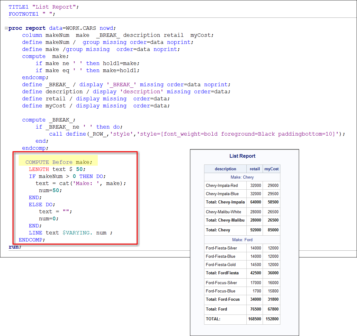 Solved: How Can I Put The Correct Value in a Line Statment for a Compute Befor... - SAS Support ...
