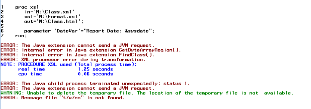 Solved: PROC XSL SAS 9.4M8 Error - SAS Support Communities