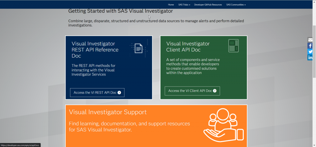 Getting started with the REST APIs of Visual Investigator