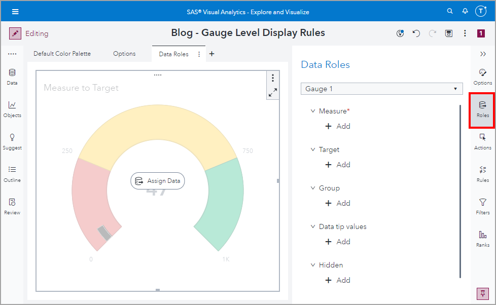 SAS Visual Analytics Display Rules: Gauge – Level