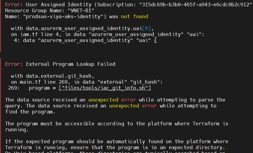 Sas Viya Deployment Error Error Exec Filestoolsiacgitinfosh Sas Support Communities