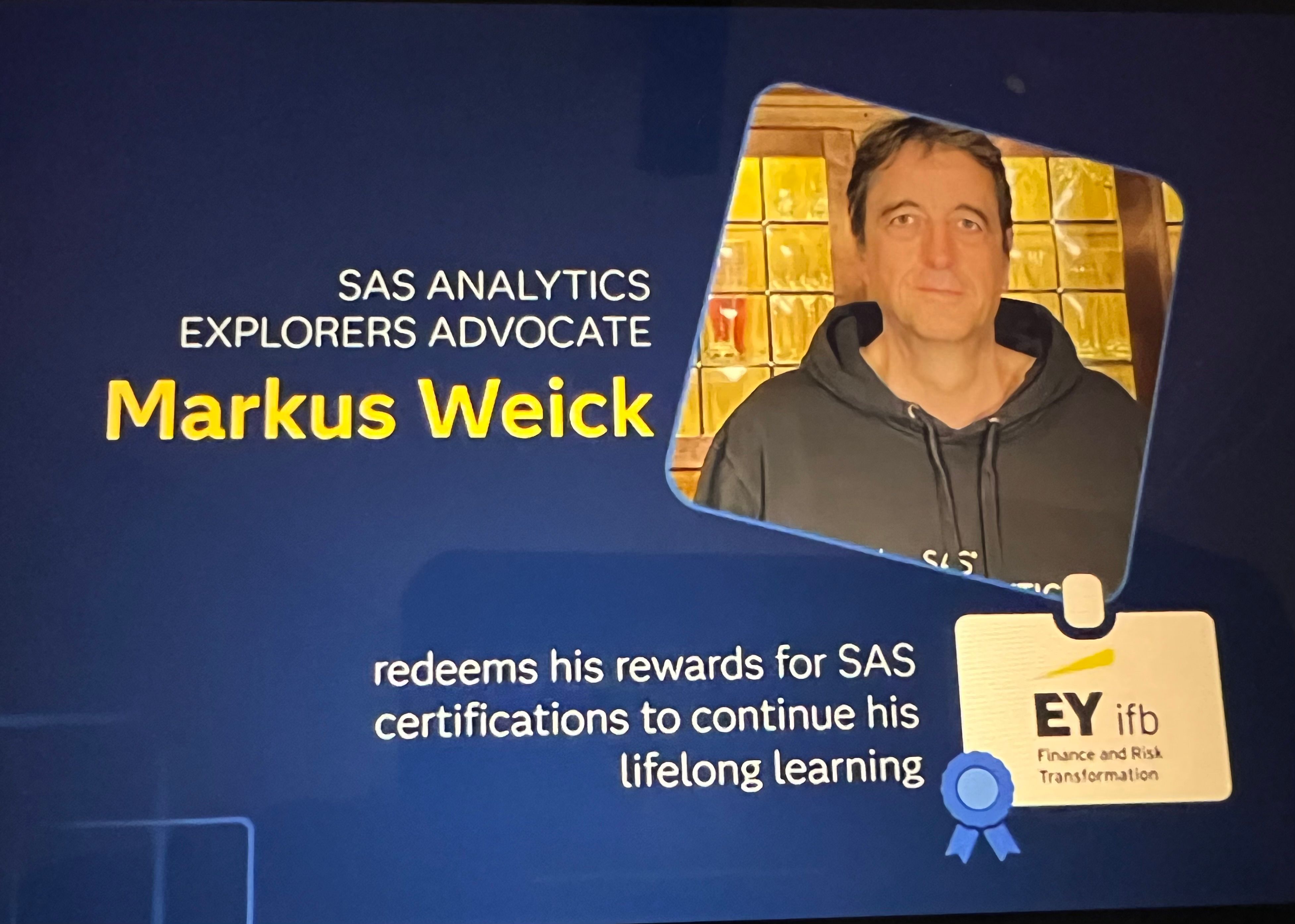 1st Place Winner - 2023 Customer Awards: EY ifb - SAS Analytics Explor ...