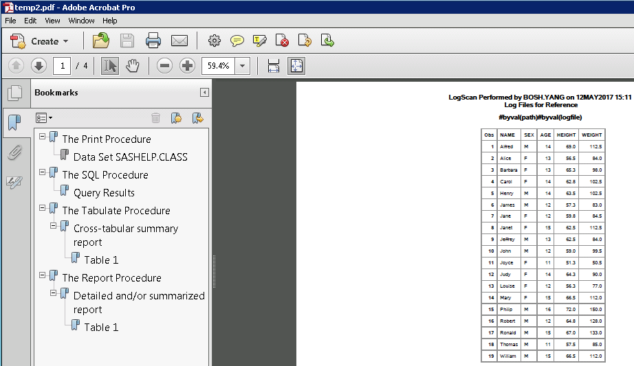 How to delete Extra bookmark of the pdf file using proc document? - SAS Support Communities