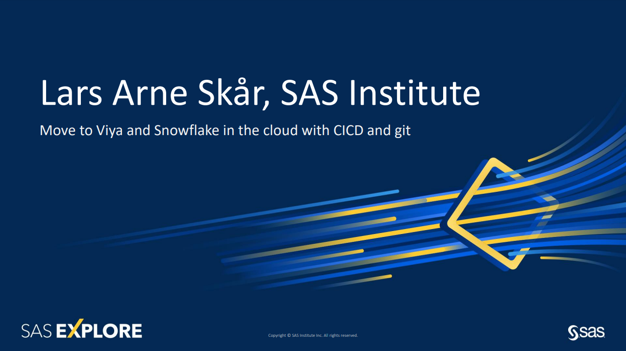Moving SAS Viya and Snowflake in the cloud with SAS, Azure Devops and Git