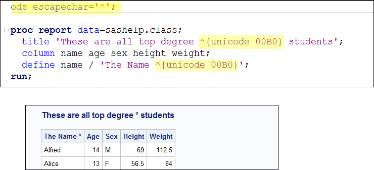 Adding a Degree special character - SAS Support Communities