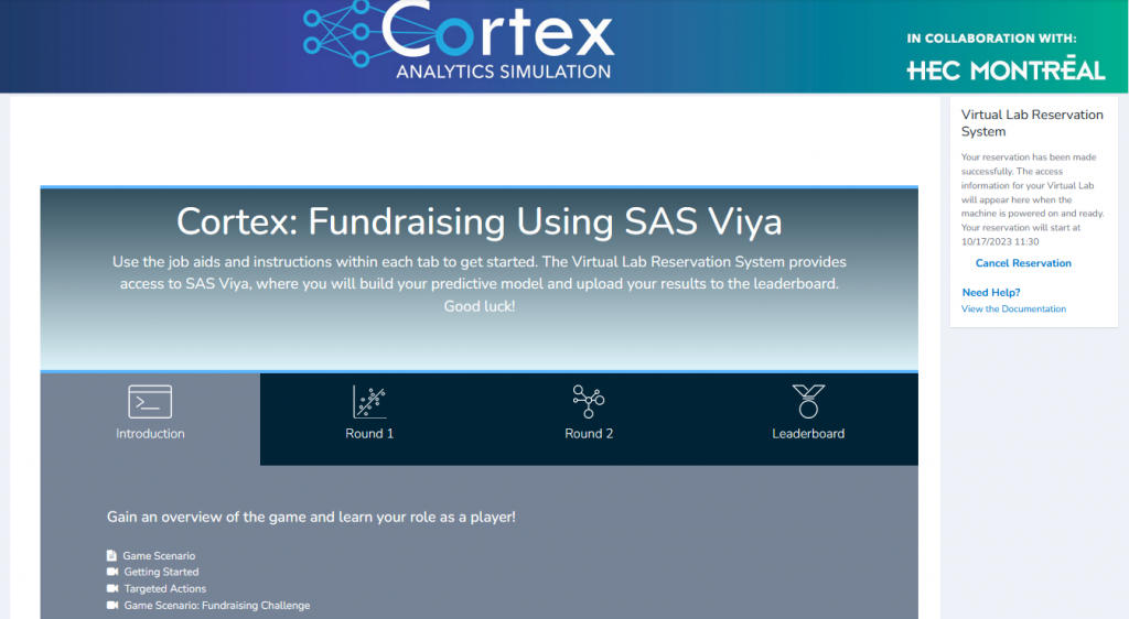 Game on! Cortex: An Analytics Simulation Game
