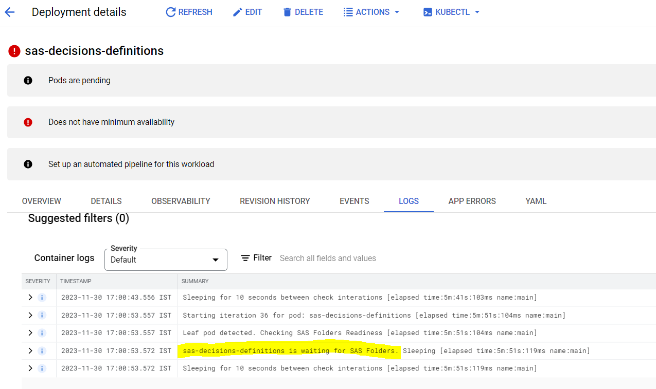 Solved Kubernetes Deployment Issues Lts 202310 Sas Support Communities