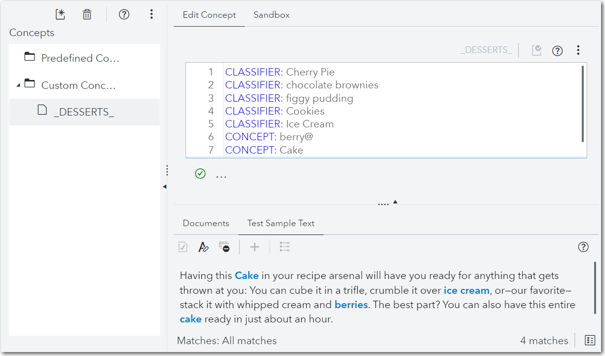 SAS Visual Text Analytics creating concept rules programmatically.