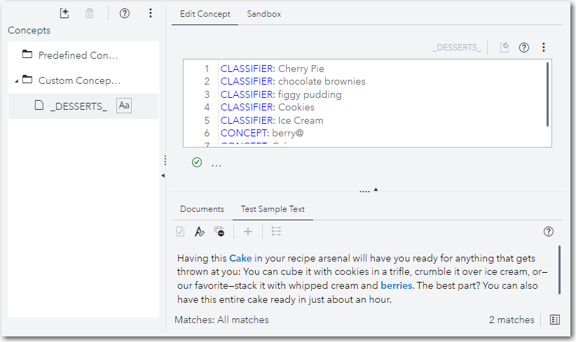 SAS Visual Text Analytics creating concept rules programmatically.
