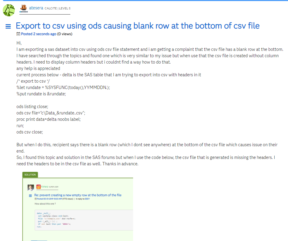 Don t Insert Blank Line In Csv File SAS Support Communities