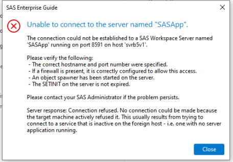 SAS EG to DMS connection error - SAS Support Communities