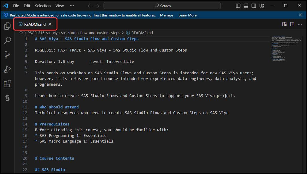 SAS Viya: Link Control for Custom Steps
