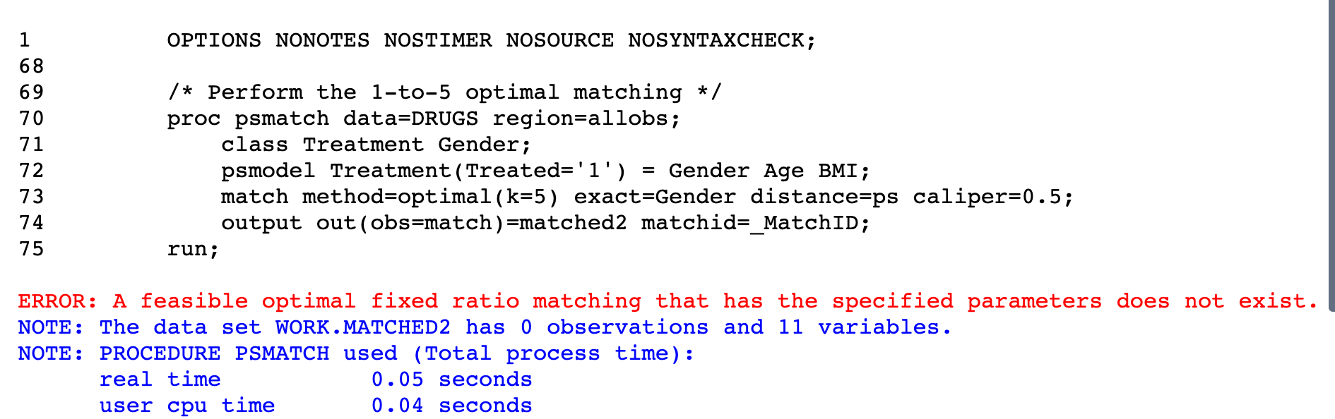 Solved: PS 1 to 5 Optimal Matching - SAS Support Communities