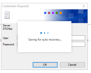 Solved: SAS screen frozen on saving for auto recovery - SAS Support Communities