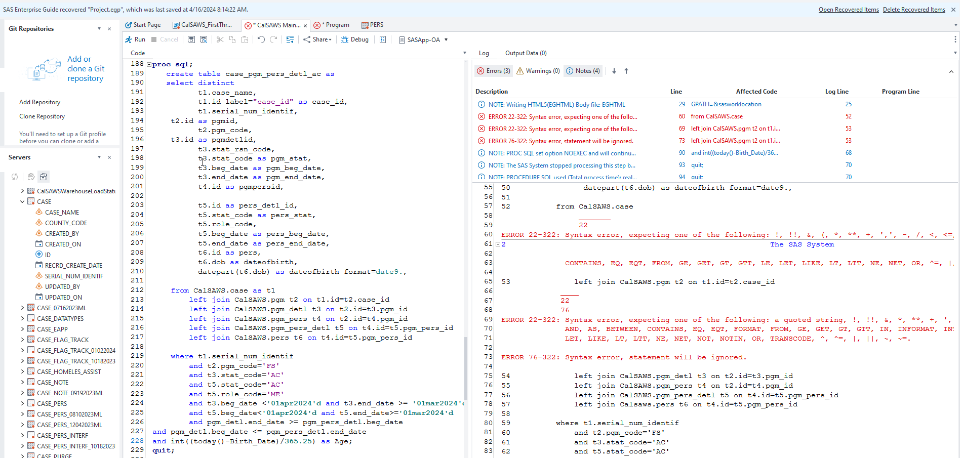 How do I add a table, date of birth, and calculate age. Error 22-322 - SAS Support Communities
