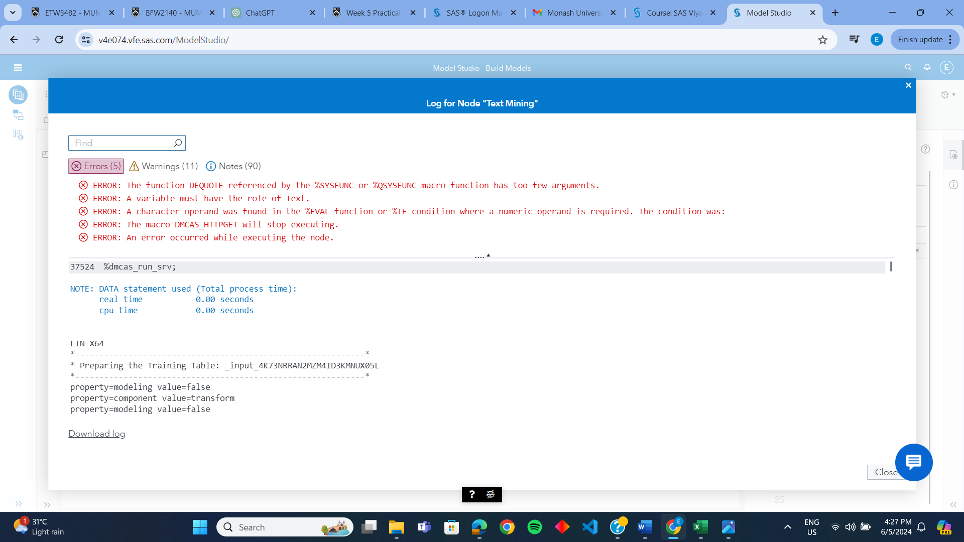 Solved: Urgent help needed, i have errors while running my textmining node. - SAS Support ...