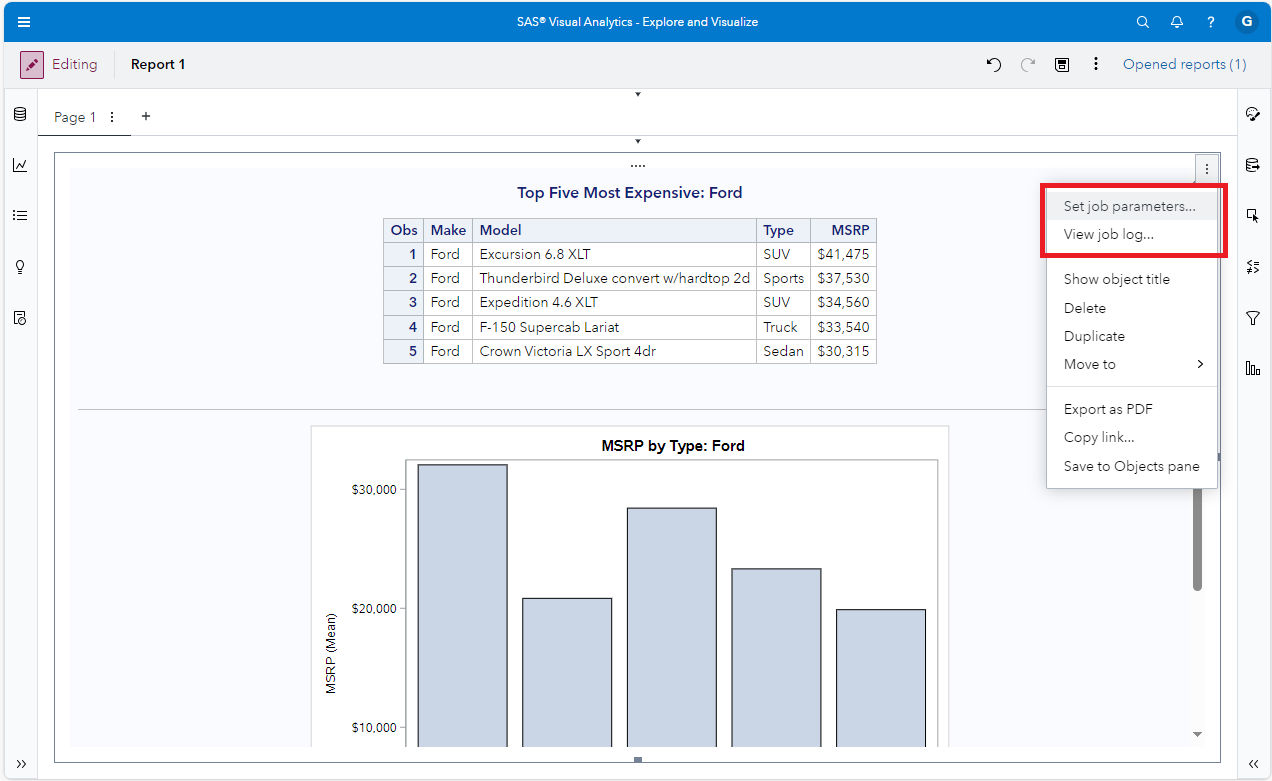 Sharing Jobs Using SAS Visual Analytics