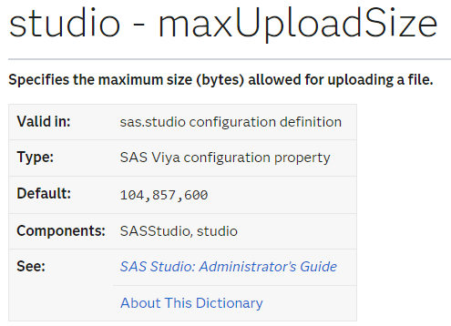 Solved: Unable to load/copy .dat file with size more than 100MB into Viya4 - SAS Support Communities