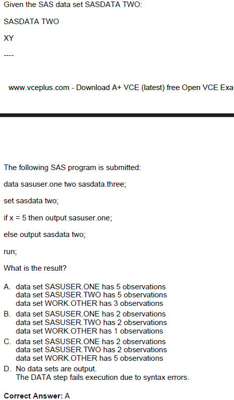 Solved: What is the correct option and why? - SAS Support Communities
