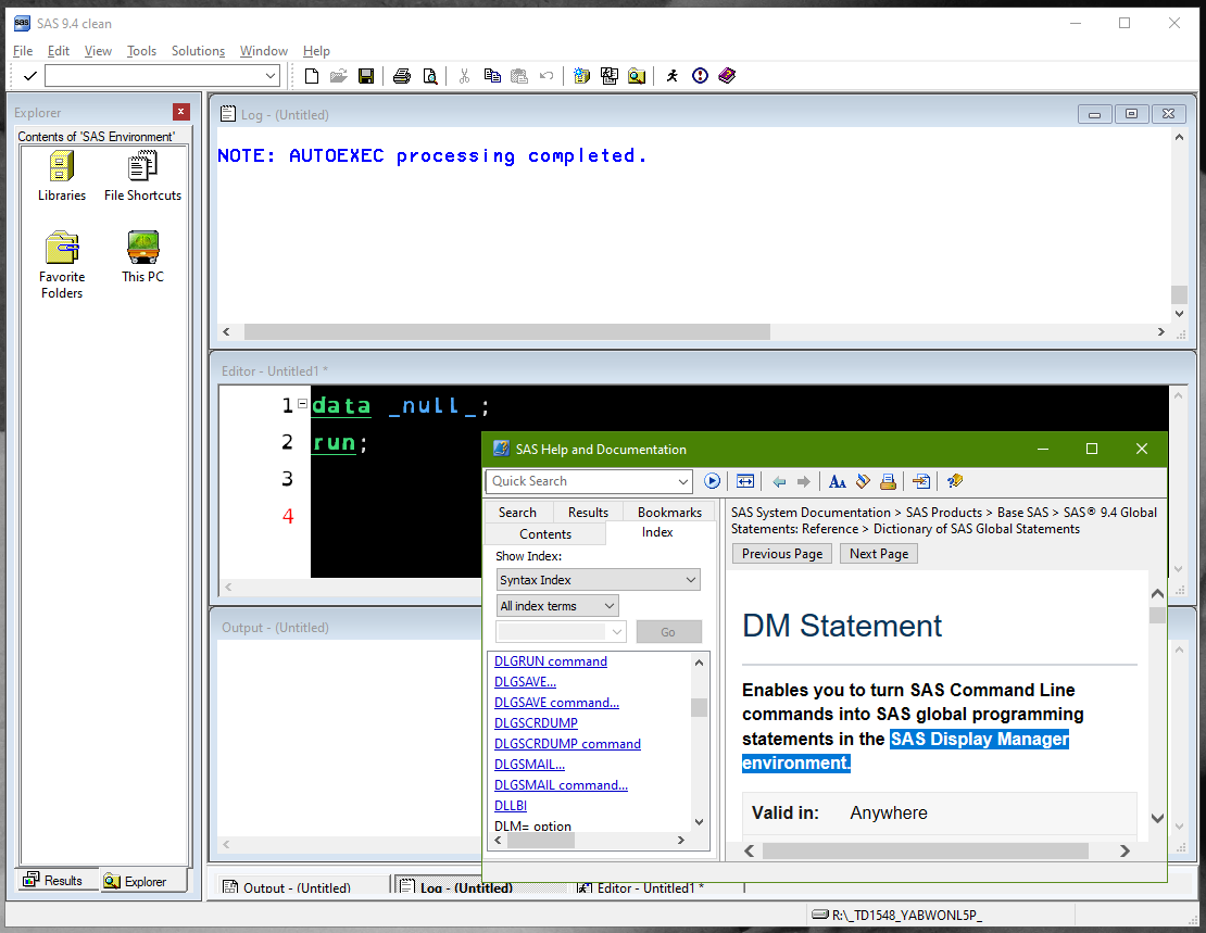 Solved: User wants SAS code to return to Log window - SAS Support Communities