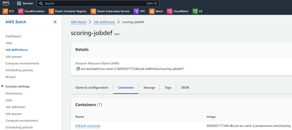 Running SAS Scoring Runtime Containers through AWS Fargate