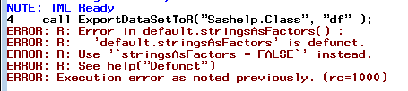 Re: ExportDataSetToR errors when running R code via PROC IML after upd... - SAS Support Communities