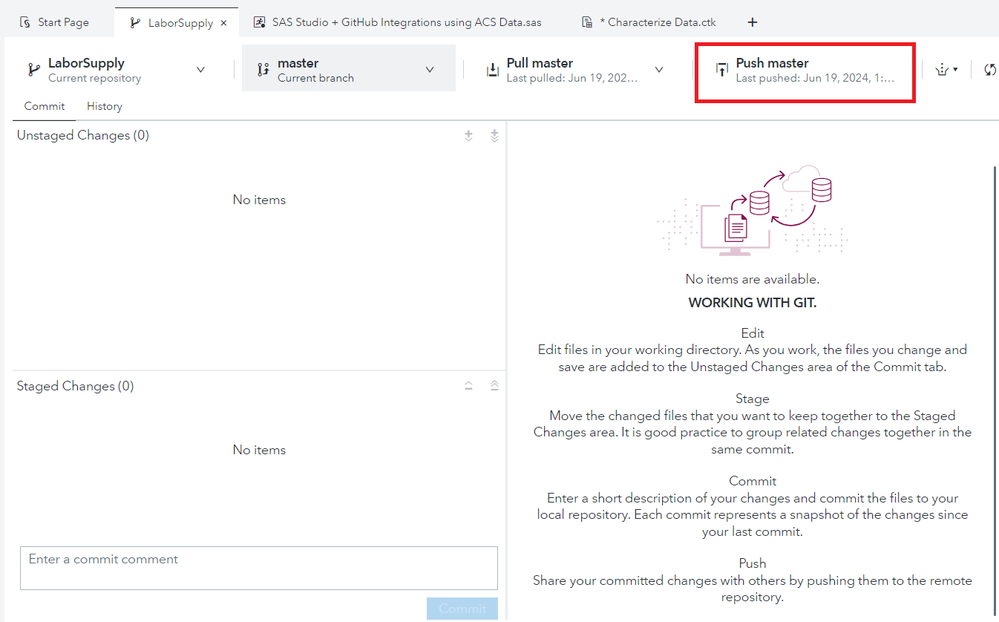 GitHub + SAS Studio Integration in SAS Viya for Learners 4 (VFL4) - SAS Support Communities