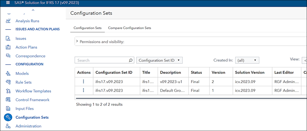 Adding a New Configuration Set to SAS Solution for IFRS 17