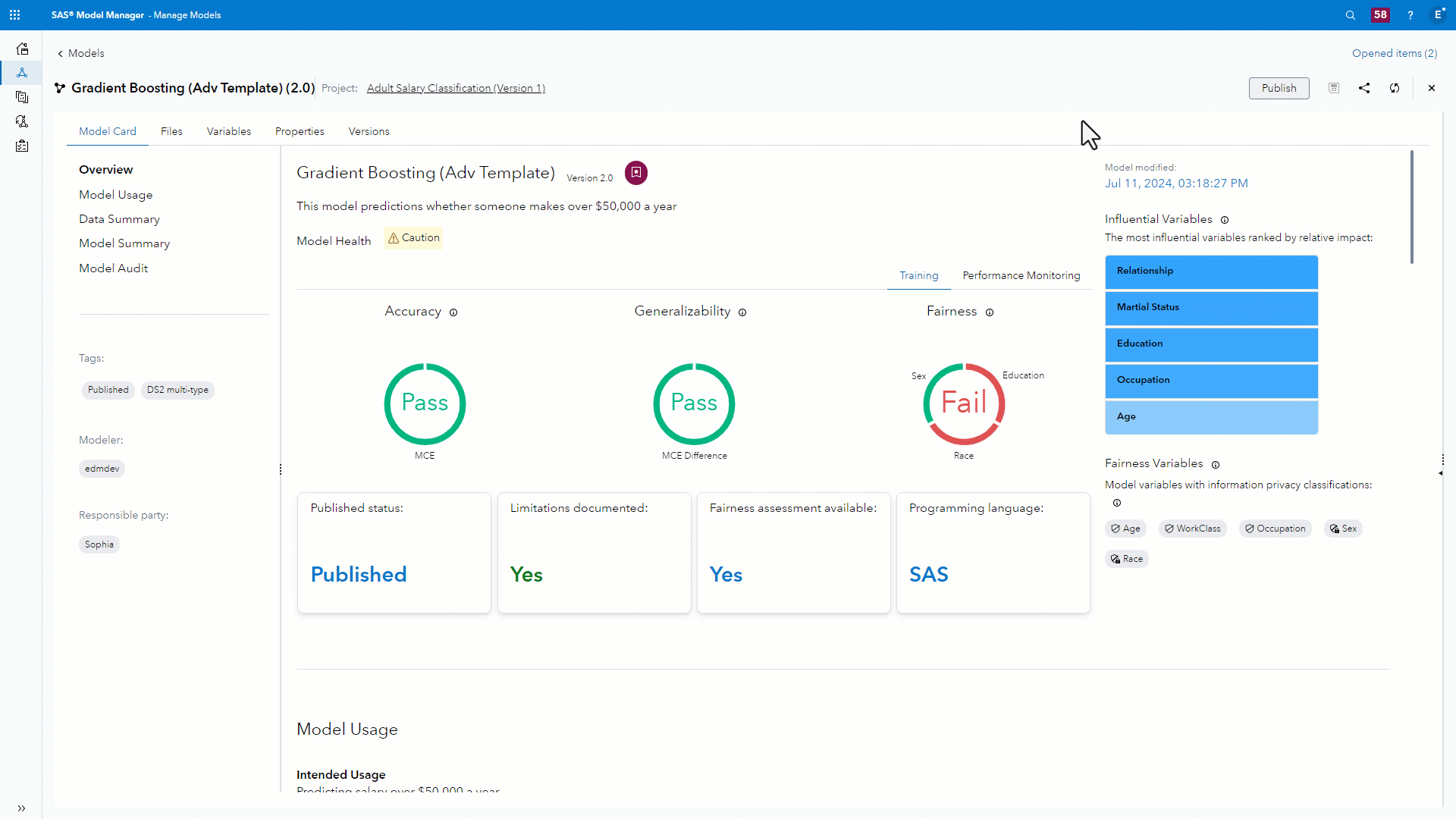Creating a Model Nutrition Label: Model Cards for SAS Model Studio Mod ...