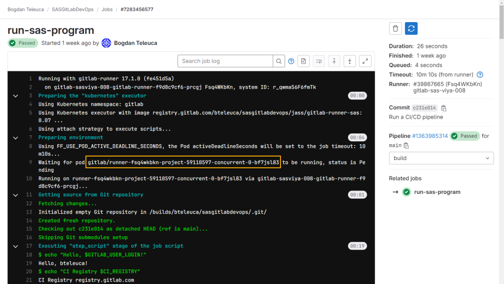 Setting Up SAS Viya with GitLab CI/CD Pipelines: Step Three