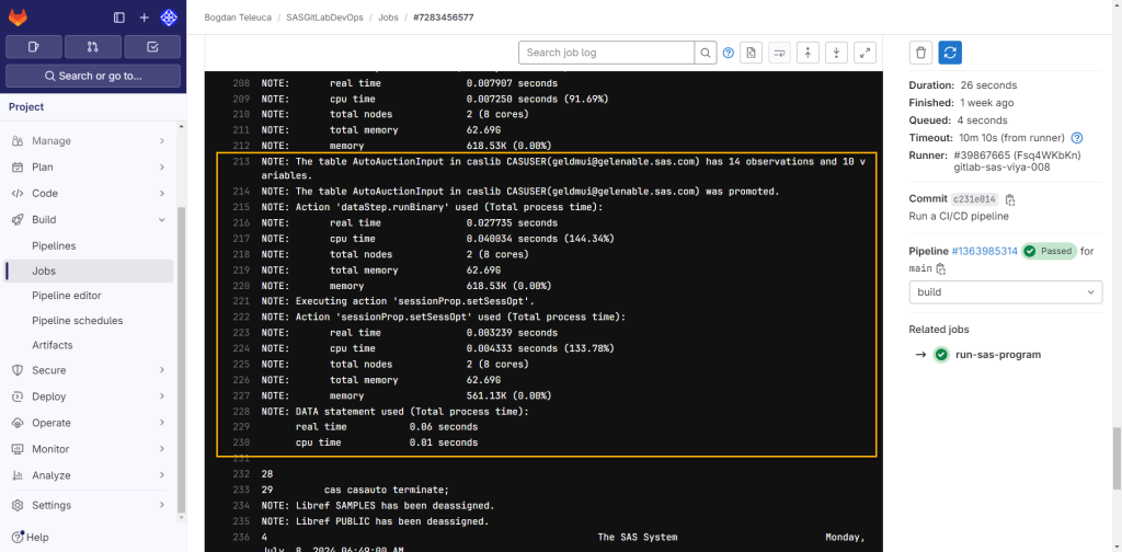 Setting Up SAS Viya with GitLab CI/CD Pipelines: Step Three