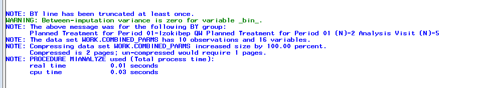 How To Resolve Proc Mi Warning Between Imputation Variance Is Zero F Sas Support Communities